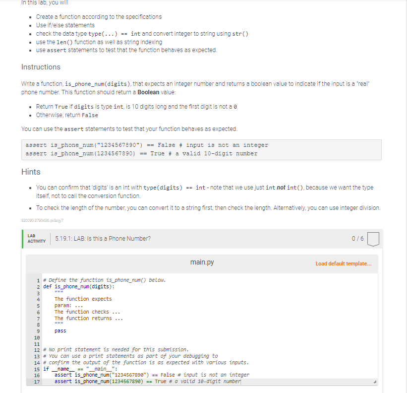 Solved - Create a function according to the specifications - | Chegg.com