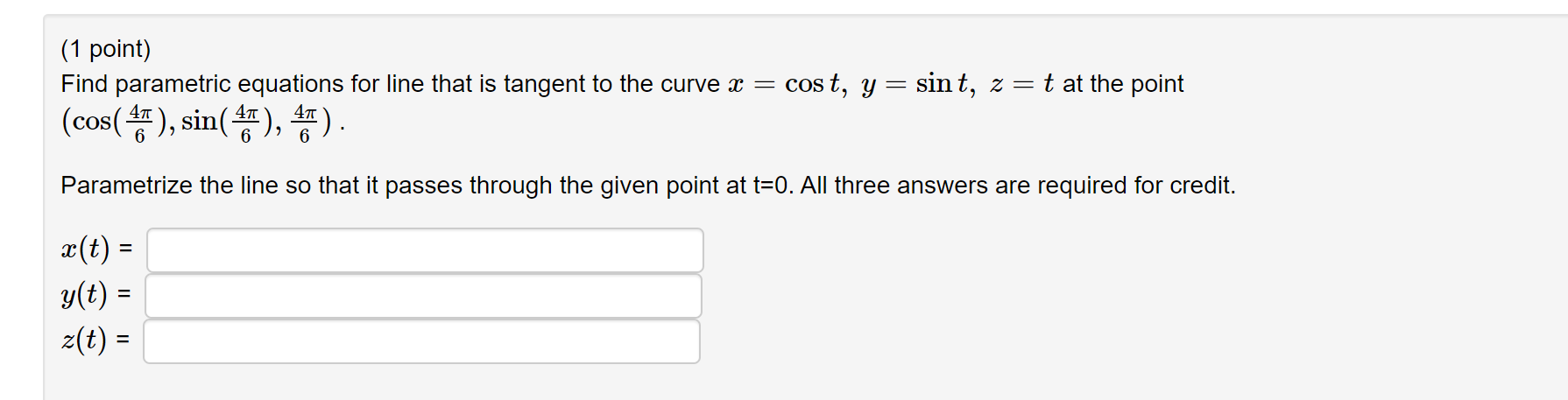 Solved (1 point) Find parametric equations for line that is | Chegg.com