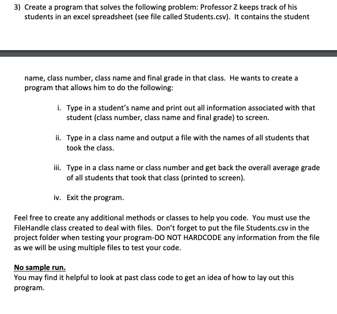 Solved 3 Create Program Solves Following Problem Professo