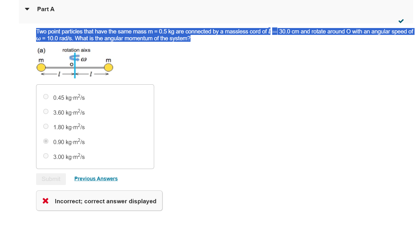 Solved Two point particles that have the same mass m=0.5 kg | Chegg.com