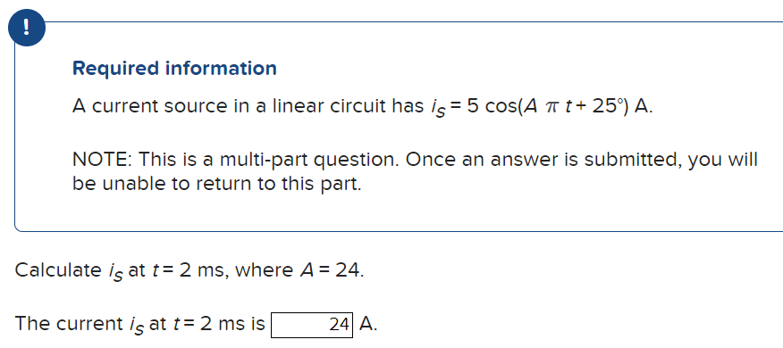 Solved Required information A current source in a linear | Chegg.com