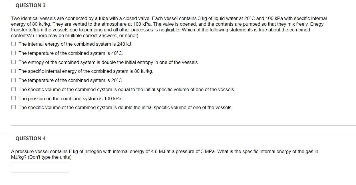 Solved QUESTION 3 Two identical vessels are connected by a | Chegg.com
