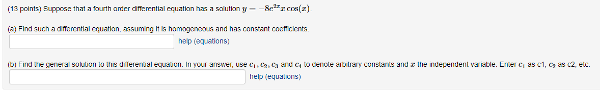 Solved 13 Points Suppose That A Fourth Order Differential