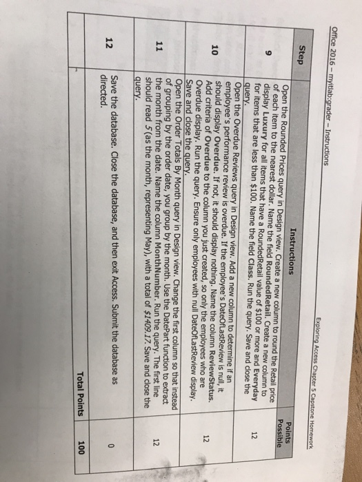 Office 2016 myitlab:grader-Instructions Exploring | Chegg.com