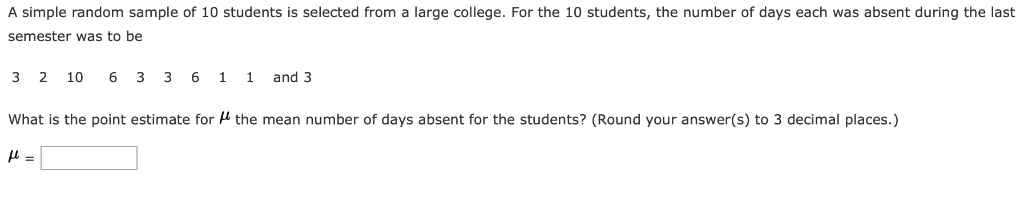 Solved A simple random sample of 10 students is selected | Chegg.com