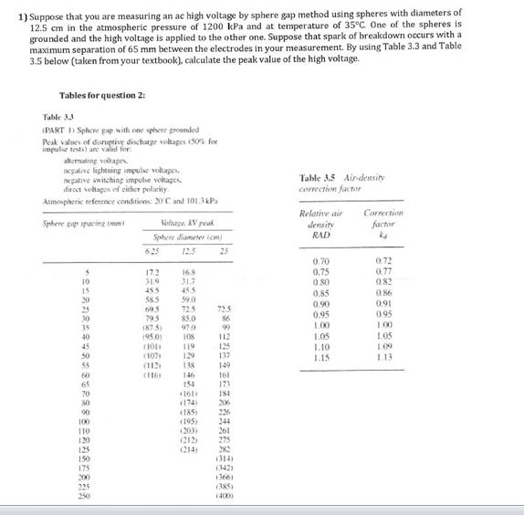 Solved 1) Suppose that you are measuring an ac high voltage | Chegg.com