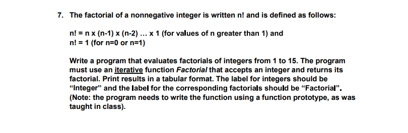 Solved 7. The factorial of a nonnegative integer is written | Chegg.com
