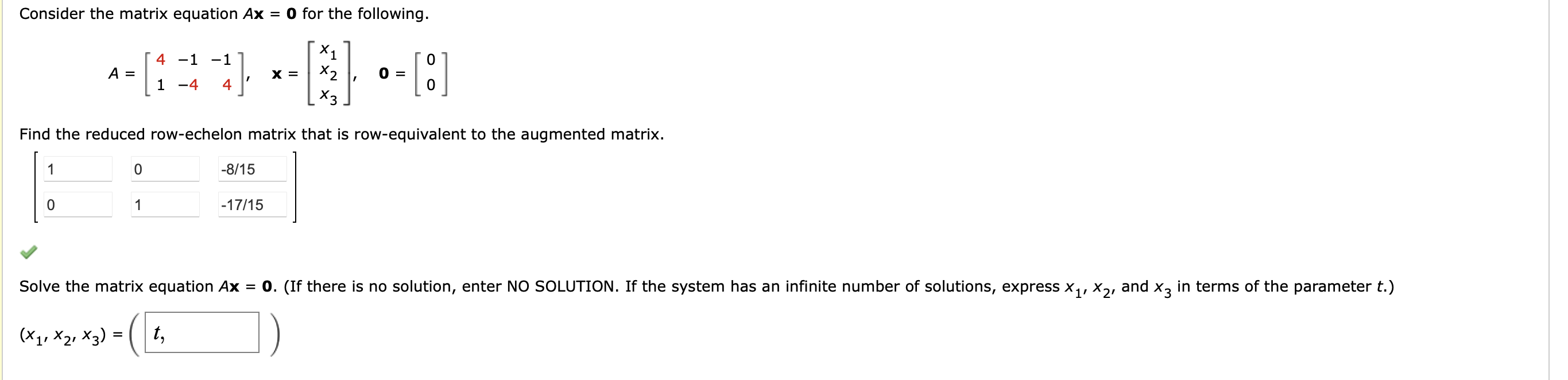 Solved Consider the matrix equation Ax=0 for the following. | Chegg.com