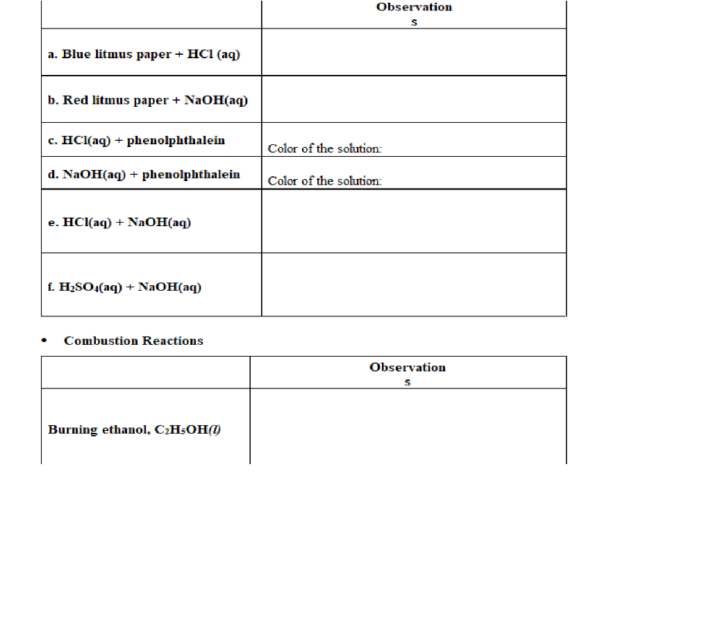 Solved - Combustion Reactions \begin{tabular}{|l|c|} \hline | Chegg.com