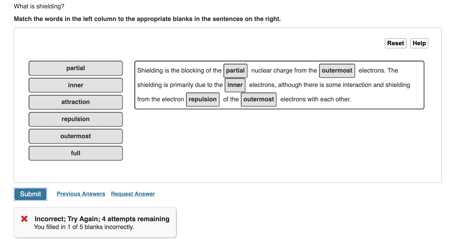 Solved What is shielding? Match the words in the left column | Chegg.com