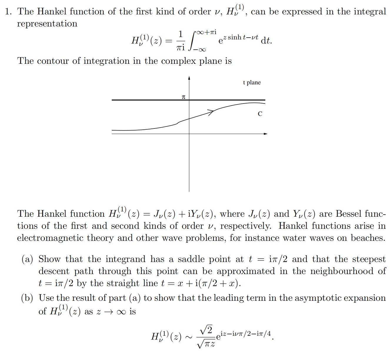 Solved The Hankel function )(1), ﻿where J?u (z) ﻿and Y?u (z) | Chegg.com