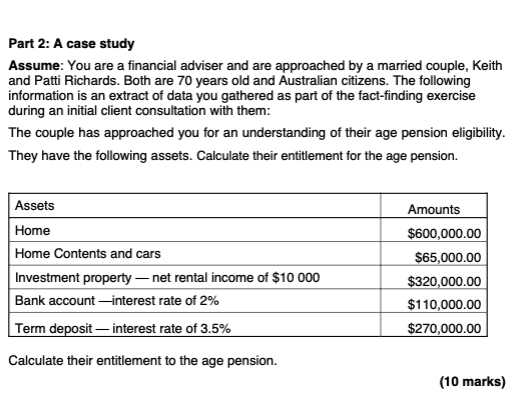 Solved Part 2: A case study Assume: You are a financial | Chegg.com