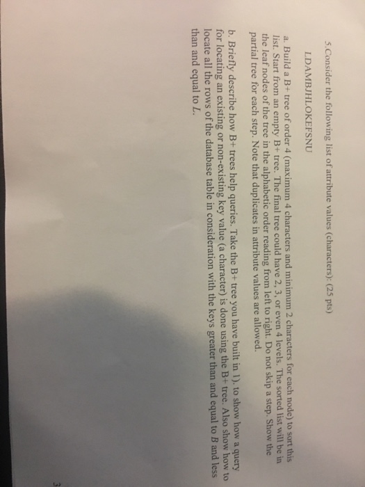 Solved 5.Consider the following list of attribute values | Chegg.com