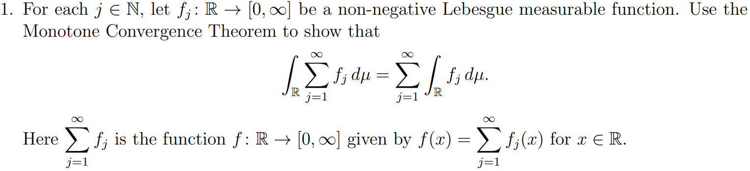 Solved For each j∈N, let fj:R→[0,∞] be a non-negative | Chegg.com