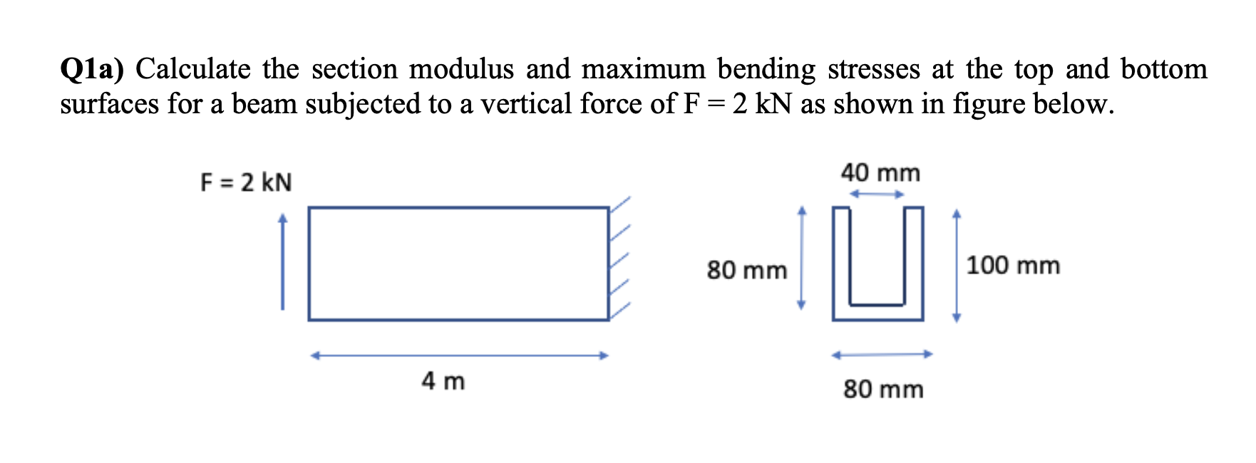 Solved Q1a) ﻿Calculate the section modulus and maximum | Chegg.com