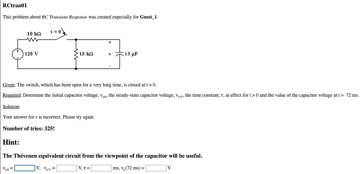 Solved RCtran01 This problem about RC Transient Response was | Chegg.com