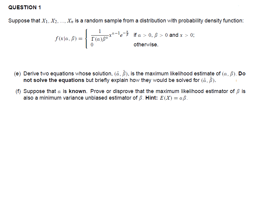 Solved Suppose that X1,X2,…,Xn is a random sample from a | Chegg.com