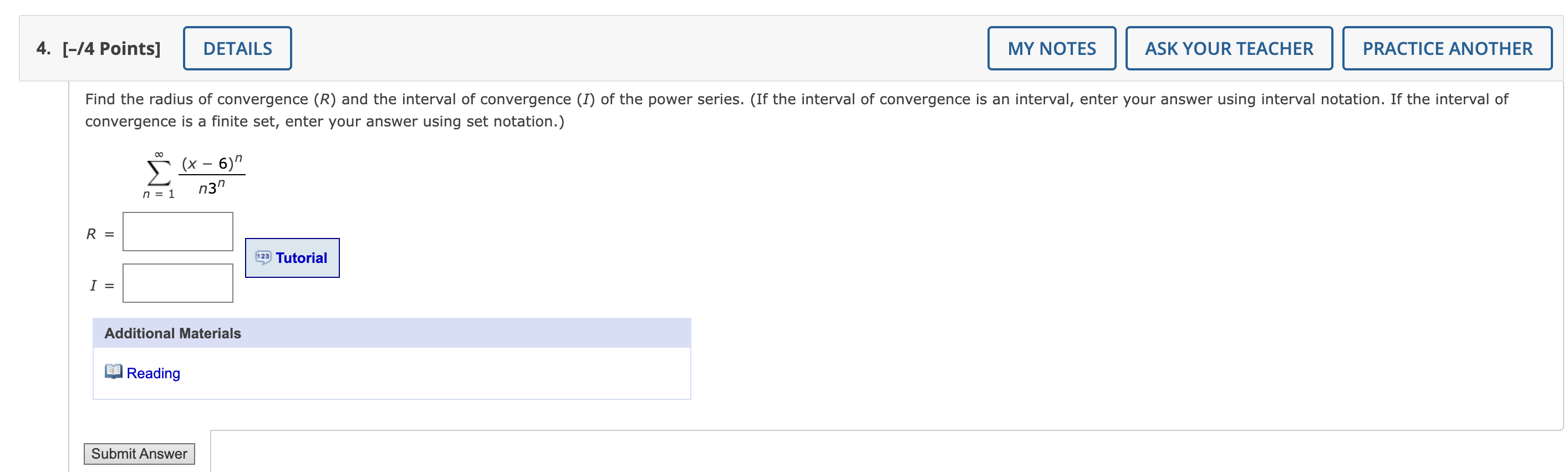 convergence is a finite set, enter your answer using | Chegg.com