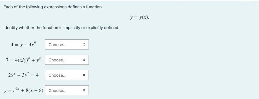 Solved Each of the following expressions defines a function | Chegg.com