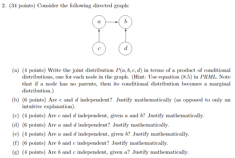 2. (34 points) Consider the following directed graph: | Chegg.com