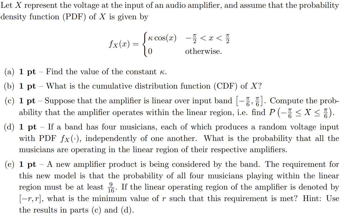 Solved Let X represent the voltage at the input of an audio | Chegg.com
