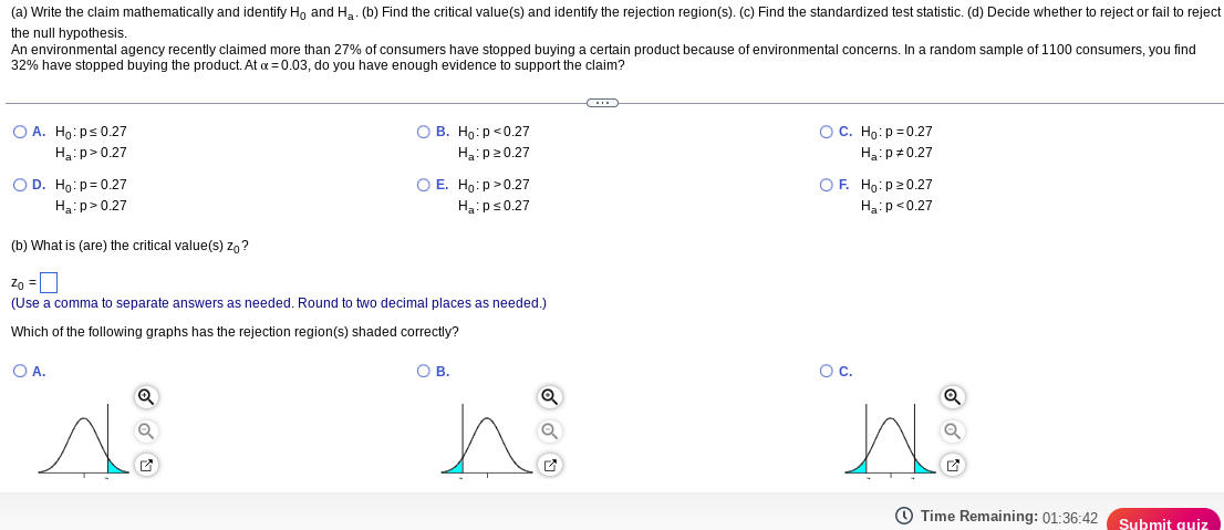 Solved C. What is the standardized test statistic? D. | Chegg.com