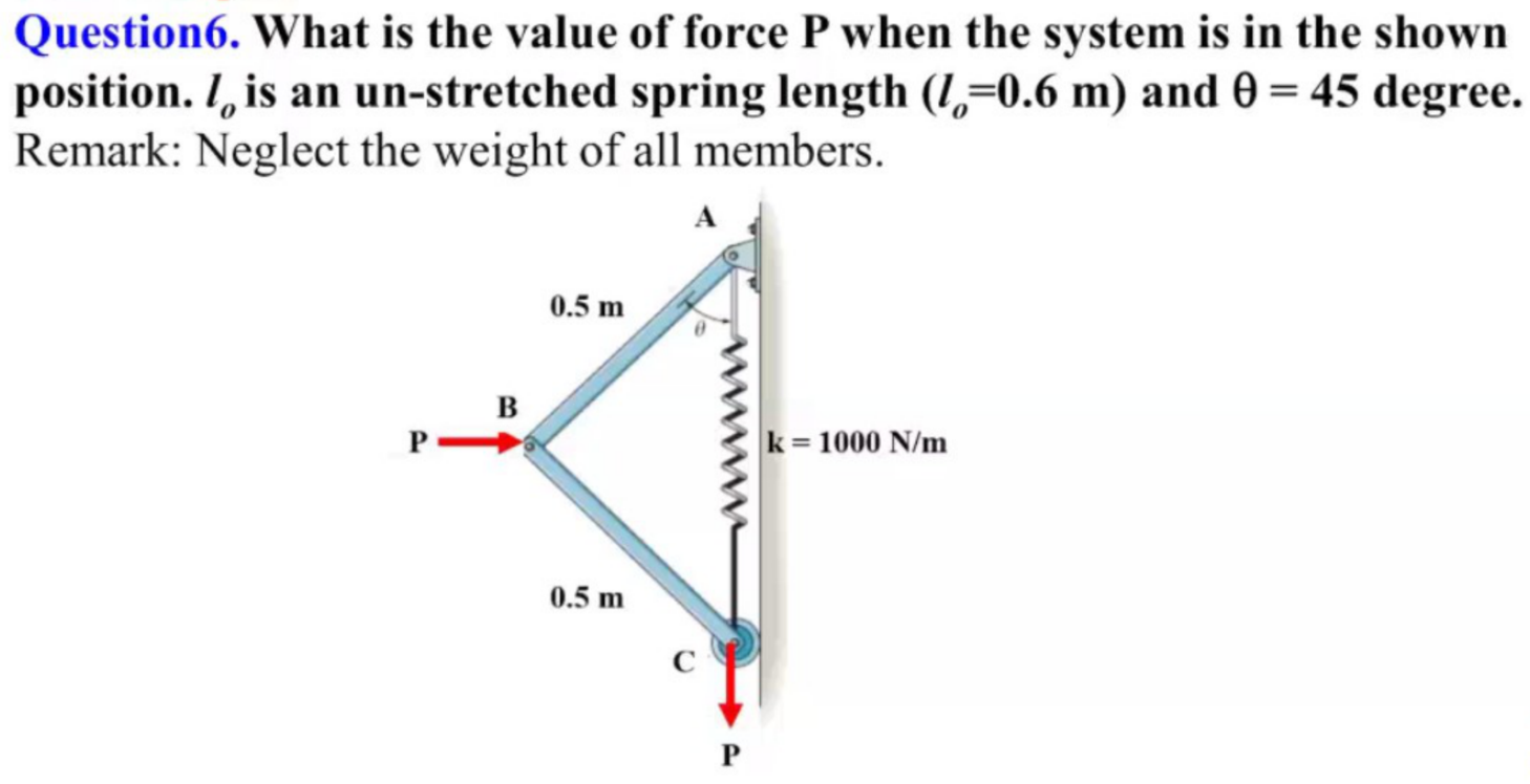 Solved Question6. What is the value of force P when the | Chegg.com