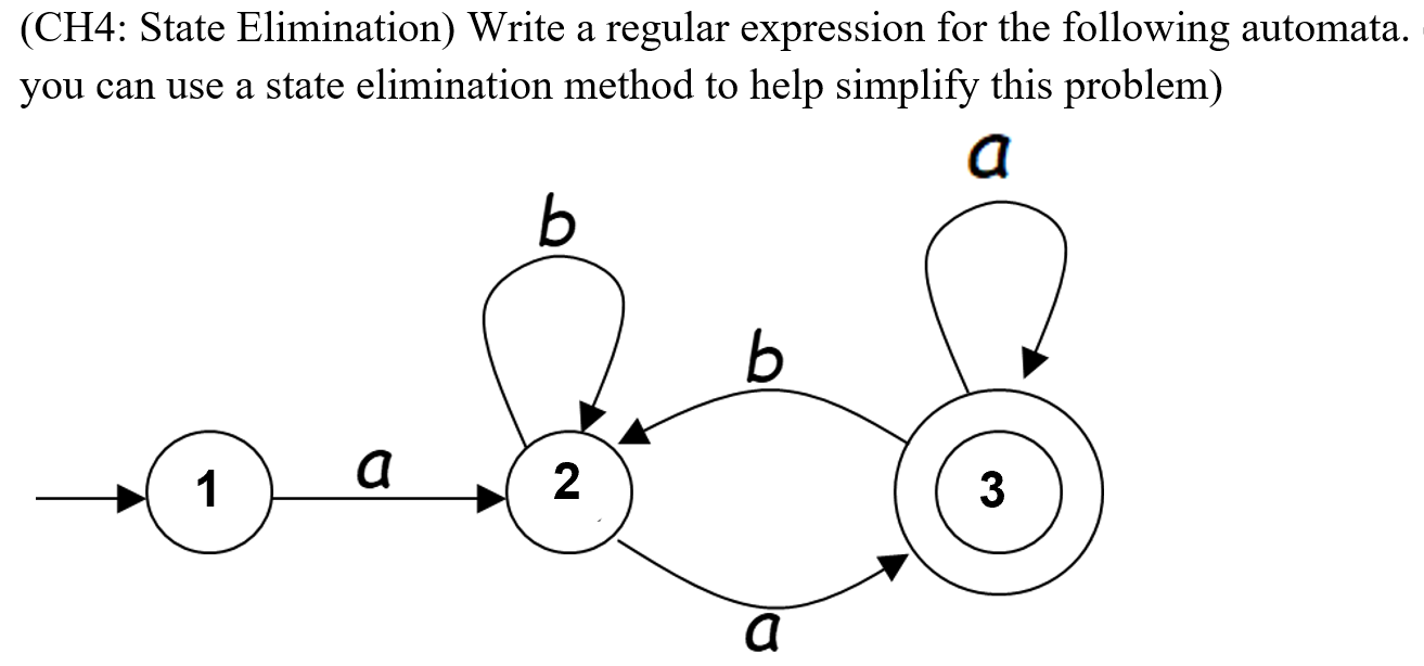 Solved (CH4: State Elimination) Write a regular expression | Chegg.com