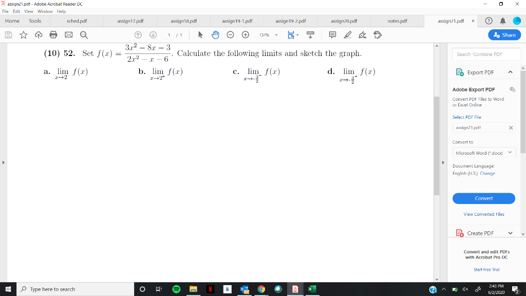 Solved X assign21.pdt - Adobe Acrobat Reader DC File Edit | Chegg.com