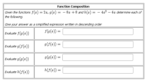 Solved \begin{tabular}{|l|} \hline Function Composition \\ | Chegg.com