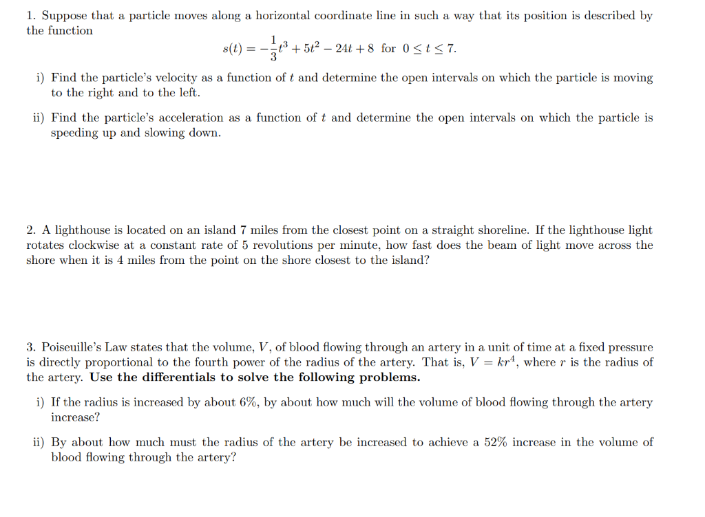 Solved 1. Suppose that a particle moves along a horizontal | Chegg.com