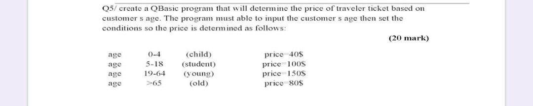 Solved Q5/ create a QBasic program that will determine the | Chegg.com