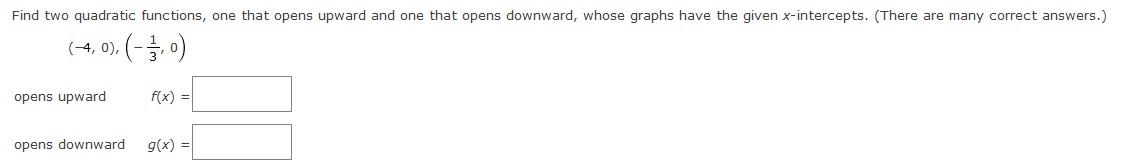 Solved Find two quadratic functions, one that opens upward | Chegg.com