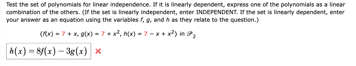 Solved Test the set of polynomials for linear independence. | Chegg.com