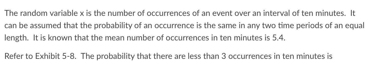 Solved The Random Variable X Is The Number Of Occurrences Of Chegg