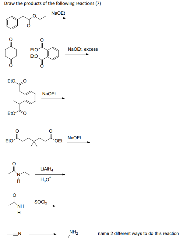 Solved Draw the products of the following reactions (7) | Chegg.com