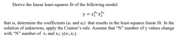 Solved Derive the linear least-squares fit of the following | Chegg.com