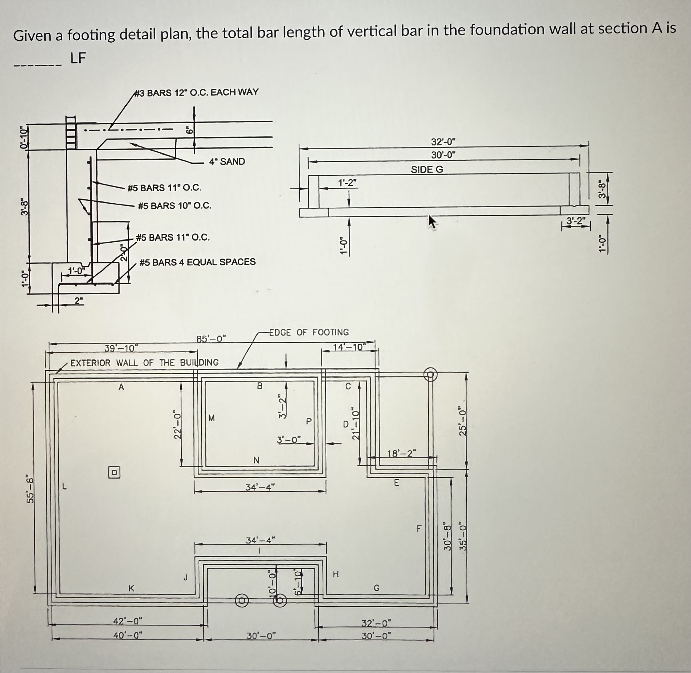 Solved Given a footing detail plan, the total bar length of | Chegg.com