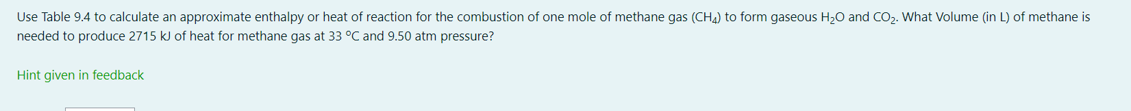 Solved Use Table 9.4 ﻿to calculate an approximate enthalpy | Chegg.com