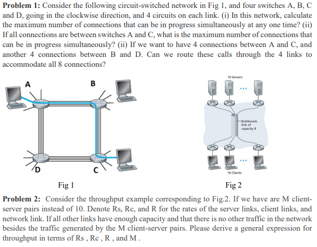 Solved Problem 1: Consider the following circuit-switched | Chegg.com