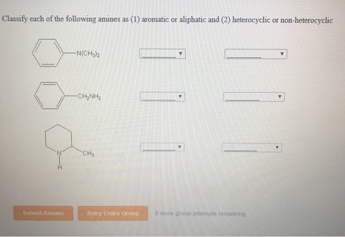 Solved Classify each of the following amines as (1) aromatic | Chegg.com