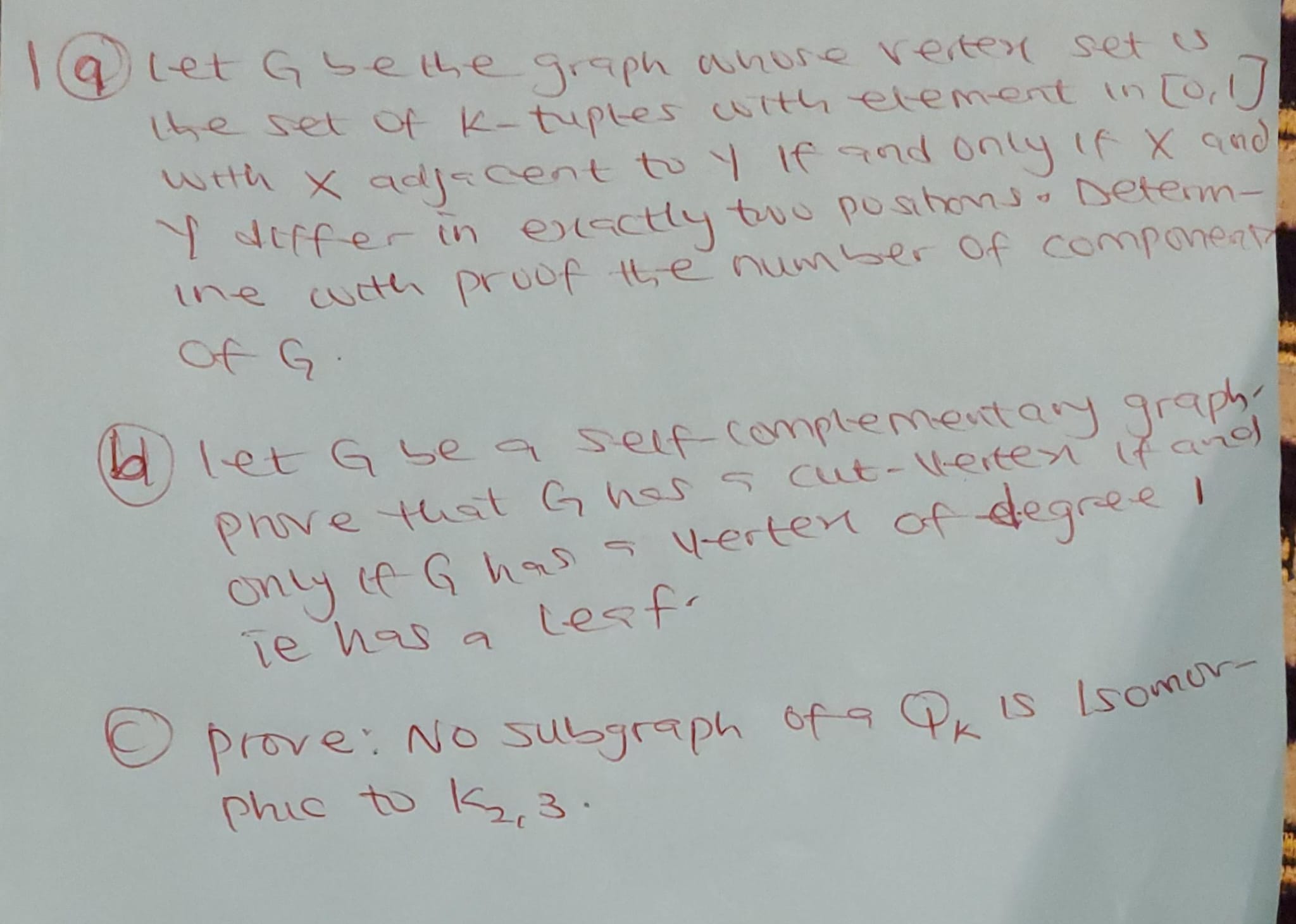 Solved (9) Let Gbe the graph whose vertex set is the set of | Chegg.com