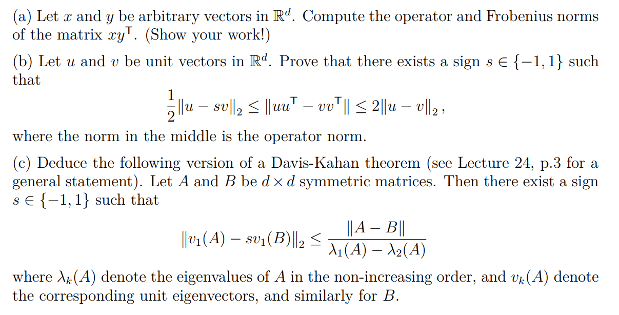 Solved (a) Let x and y be arbitrary vectors in Rd. Compute | Chegg.com