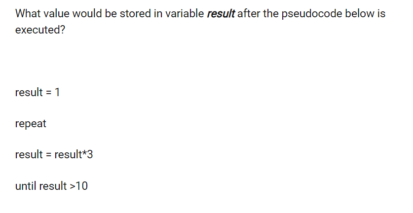 Solved What Value Would Be Stored In Variable Result After 