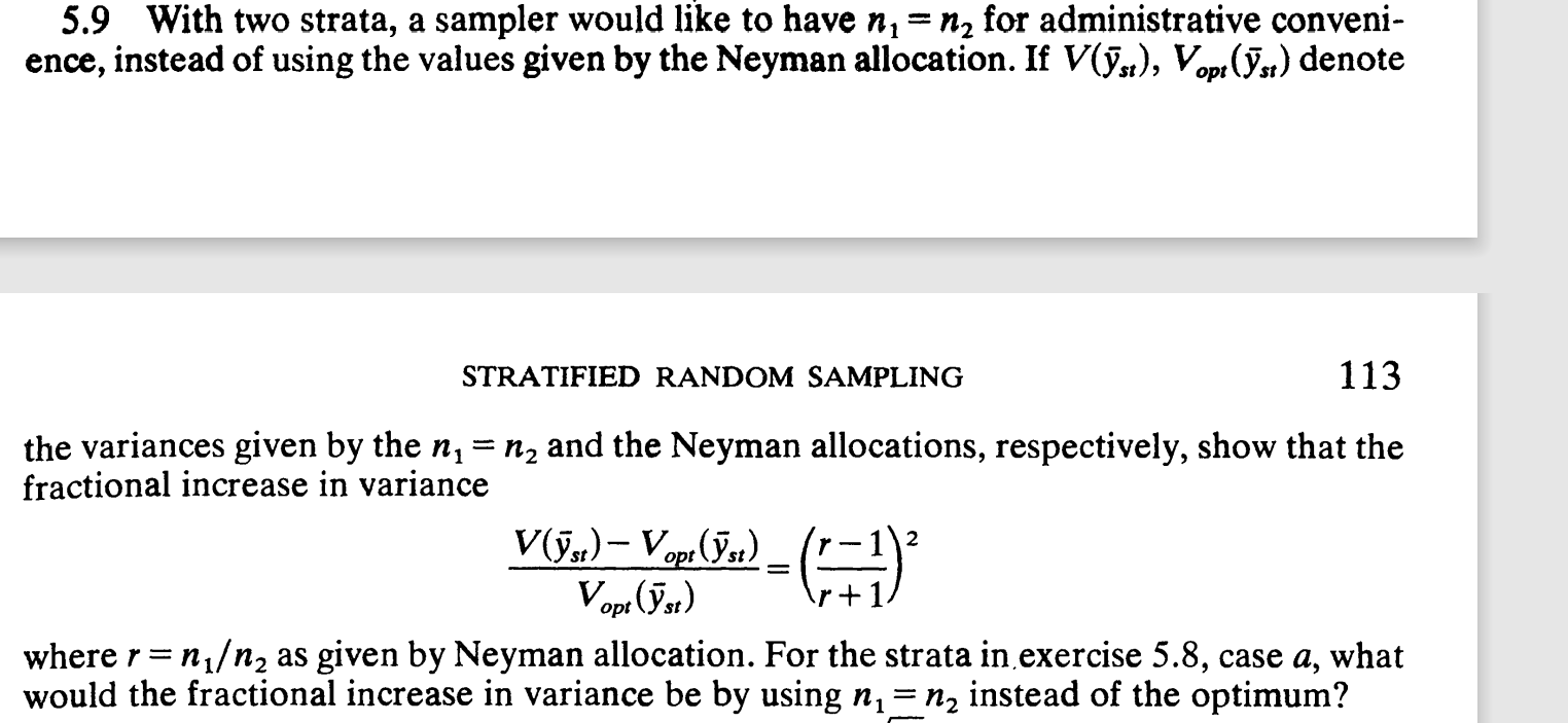 Solved 5.9 With two strata, a sampler would like to have | Chegg.com