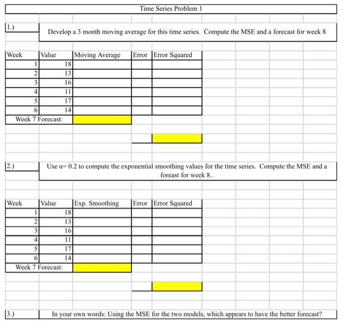 Solved Time Series Problem 1 Develop a 3 month moving | Chegg.com