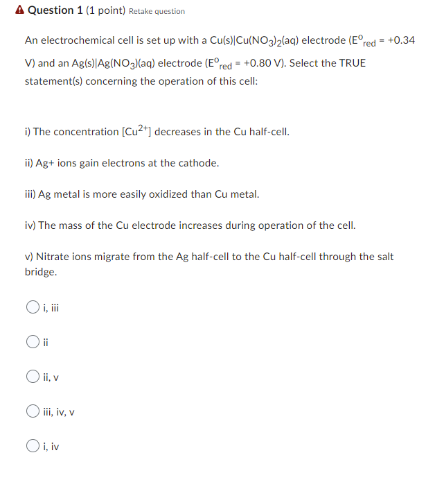 Solved A Question 1 (1 point) Retake question An | Chegg.com