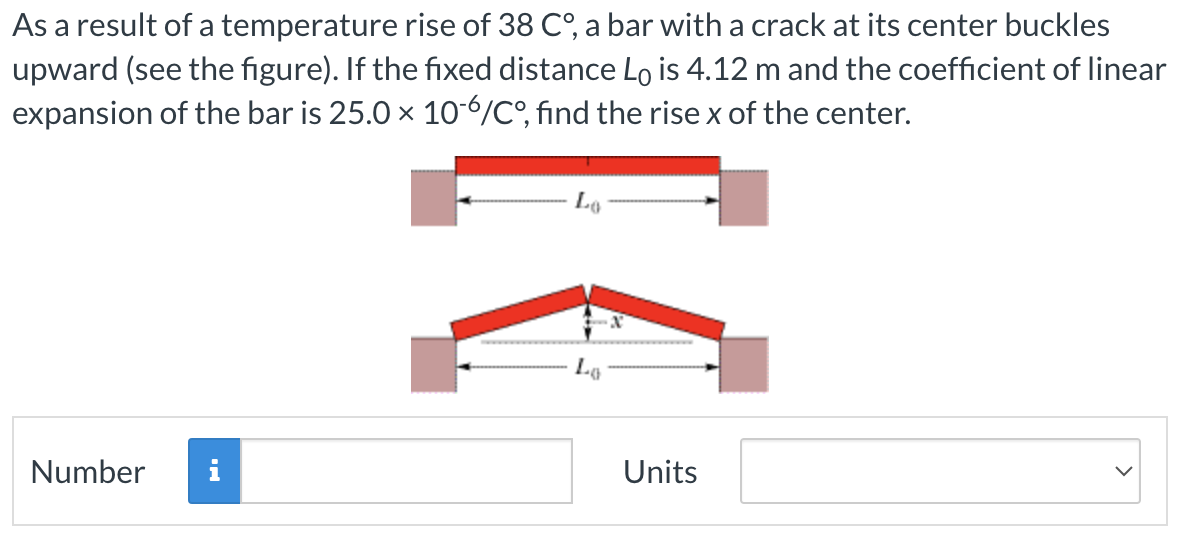 Solved As a result of a temperature rise of 38C°, ﻿a bar | Chegg.com