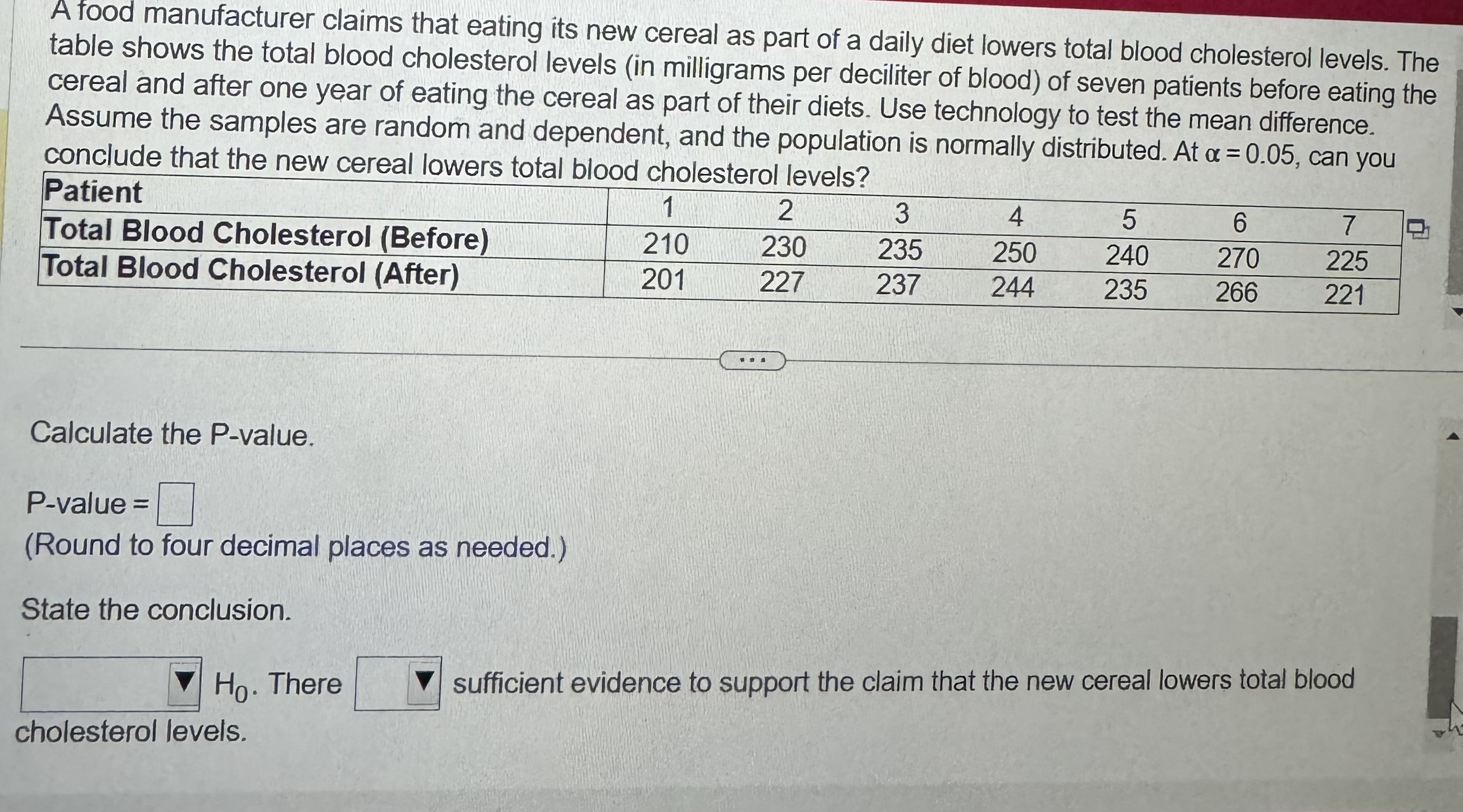 Solved A food manufacturer claims that eating its new cereal | Chegg.com