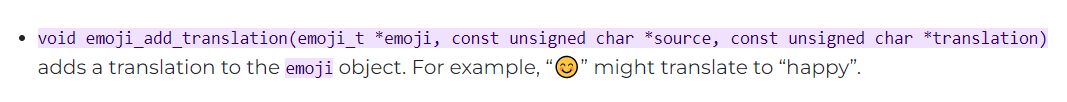 Solved - void emoji_add_translation(emoji_t *emoji, const | Chegg.com